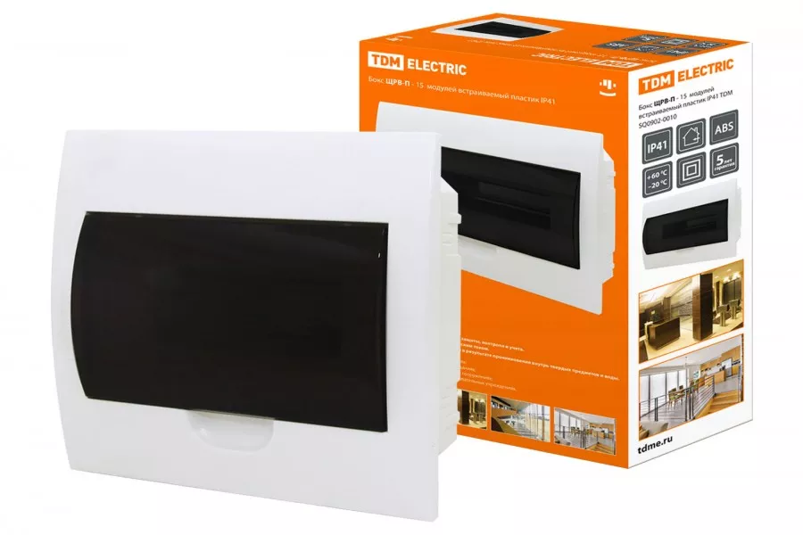 TDM бокс ЩРВ-П-15 модулей встраиваемый с дымчатой дверцей IP41 SQ0902-0010